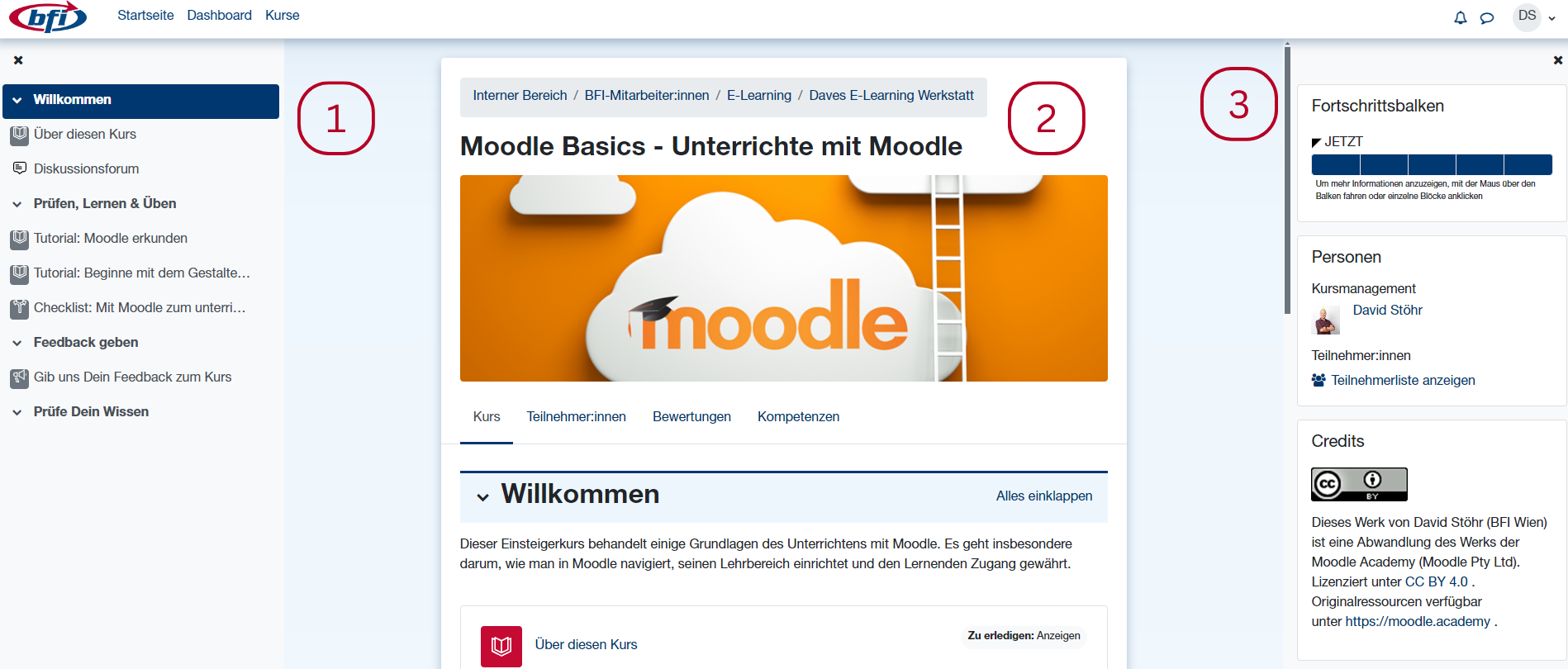 Finden Sie sich zurecht | Moodle BFI Wien